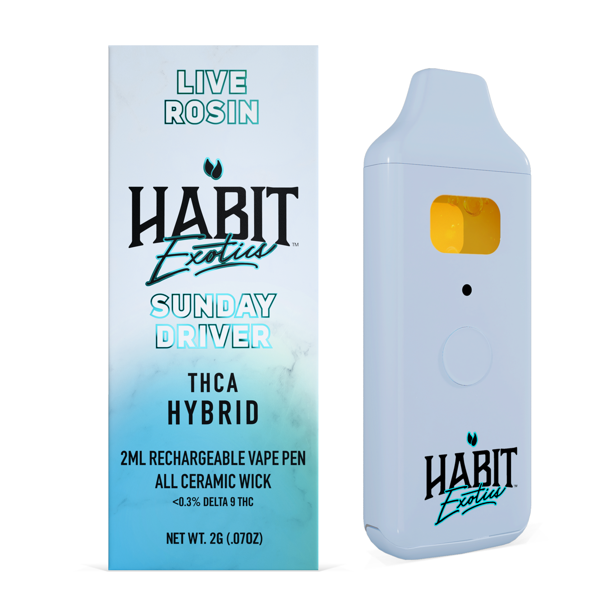 2G THCA Live Rosin Exotic Disposable Vape – Sunday Driver – Charmed Hemp